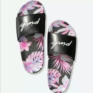 PINK Victoria's Secret | Shoes | Pink Slides Sandals Tropical Floral M ...